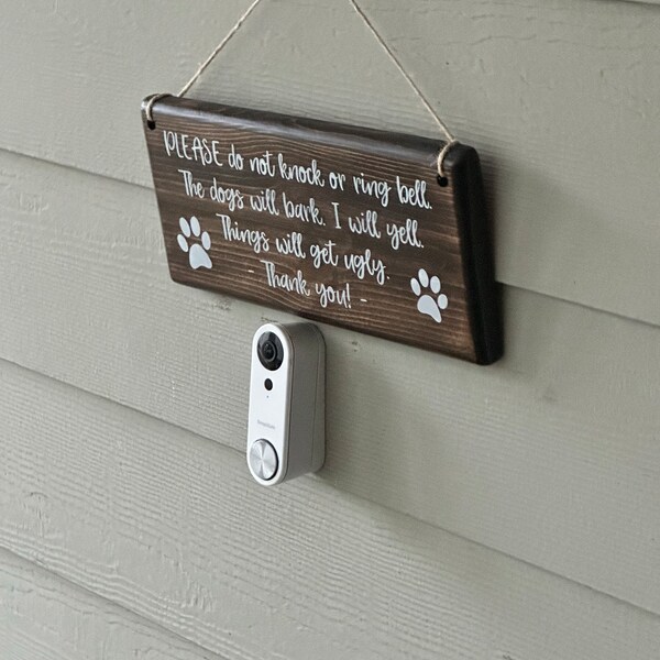 No Soliciting Sign, Protective Dog Sign, Responsive Dog Sign, Do Not ...