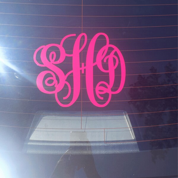 Custom Monogram Car Window Decal - Vine Font - Personalized Initials ...