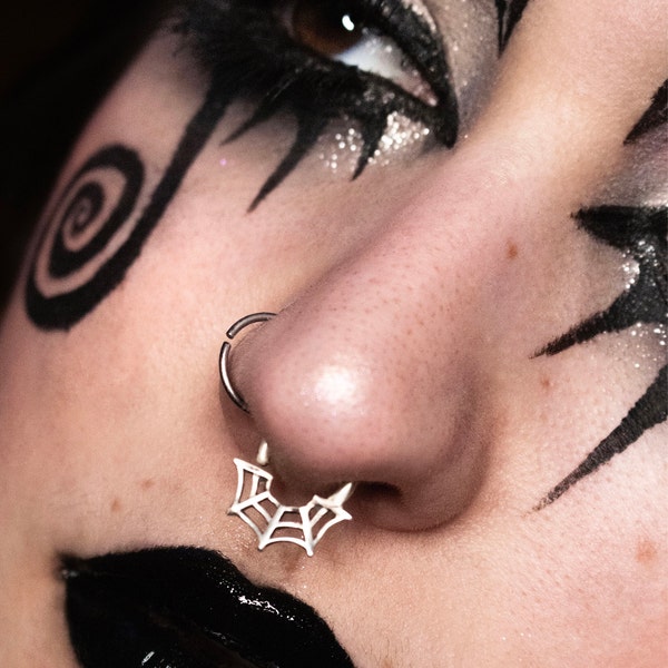Spider Web Septum Nose Ring, Arachnid, Halloween, Witch, Witchy, Gothic ...