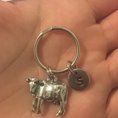 Cow Keychain SMALL Cow Keyring Personalized Keychain Bull Keychain ...