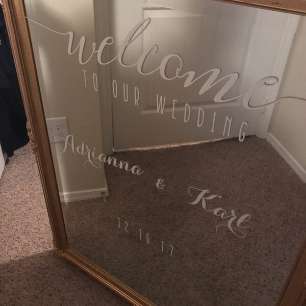 Simple Personalized Wedding Welcome Sign Names and Date Decal wall ...