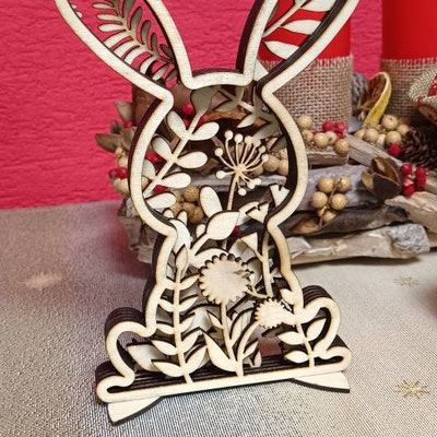Easter Laser Cut Files Bunny SVG Layered Bundle, Floral Rabbit ...