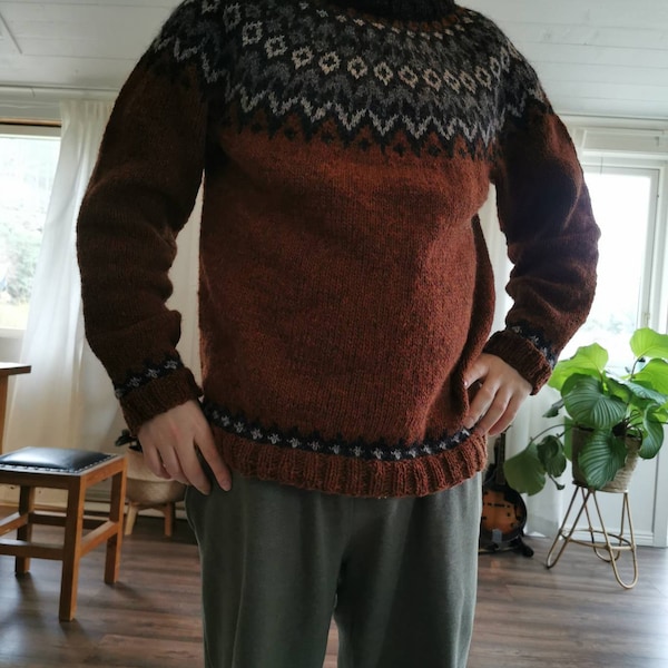 Knitted Icelandic Wool Sweater - Etsy