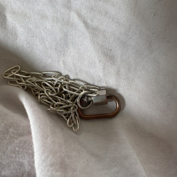 Sterling Silver Carabiner Charm Necklace 1.4mm Dainty Rolo Chain Charm ...