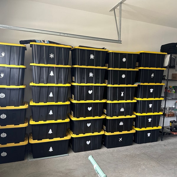 Storage Bin Decal | Holiday Storage Label | Large Storage Tote Decal ...