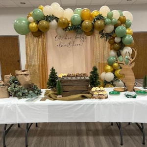 Watercolor Greenery Arch Personalized Baby Shower Backdrop Custom Party ...