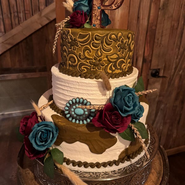 Tooled Leather Cake Topper - Etsy