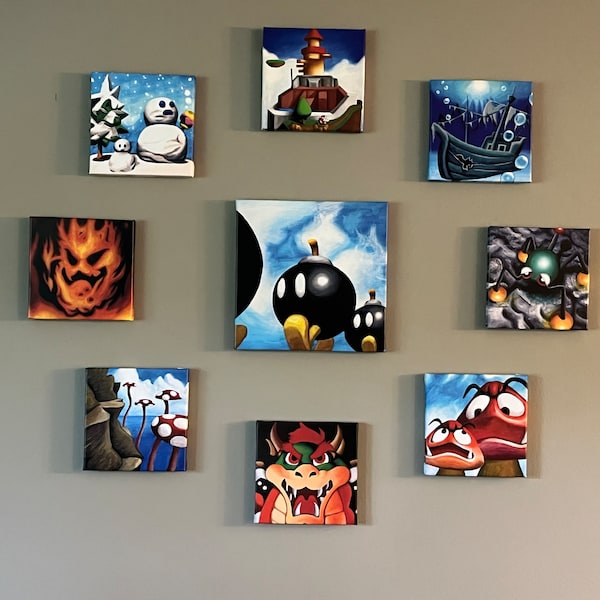 Super Mario 64 Gallery Set! ALL 10 Paintings From the Game! (canvas ...