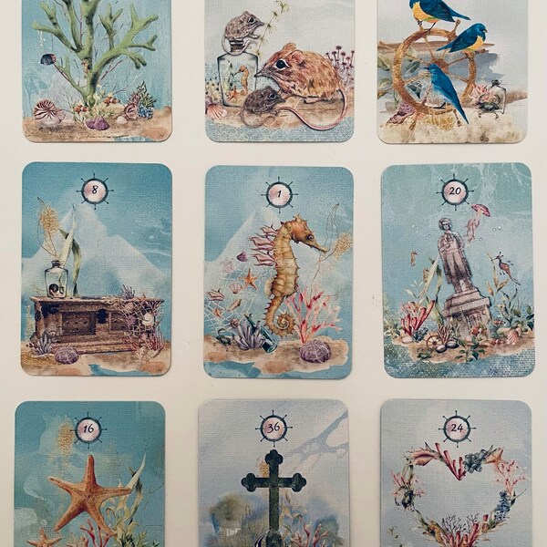 Tranquil Sea Lenormand Deck, Lenormand Cards, Oracle Cards, Watercolor ...