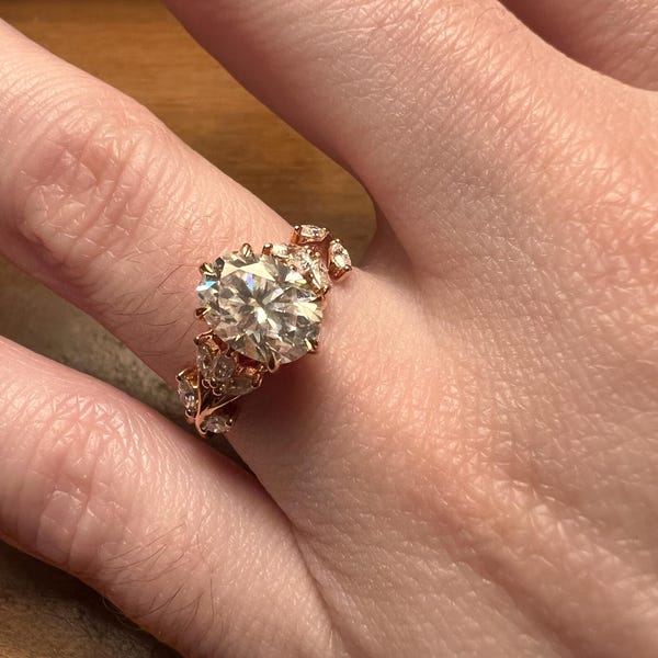 Hexagon Cut Blue Sapphire Ring Unique Rose Gold Engagement Ring ...