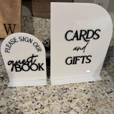 Cards and Gifts Sign , Arch Acrylic Duo Sign, Guest Book Sign, Cards ...