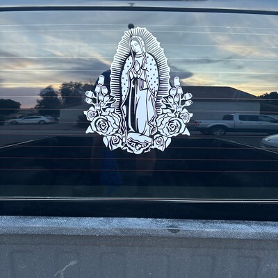 Virgin Mary Decal With Flowers Sticker for Your Car Virgen De Guadalupe ...