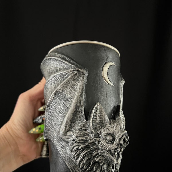 Vampire Bat Mug | Hand Sculpted Resin Gothic Art Mug With Stainless ...