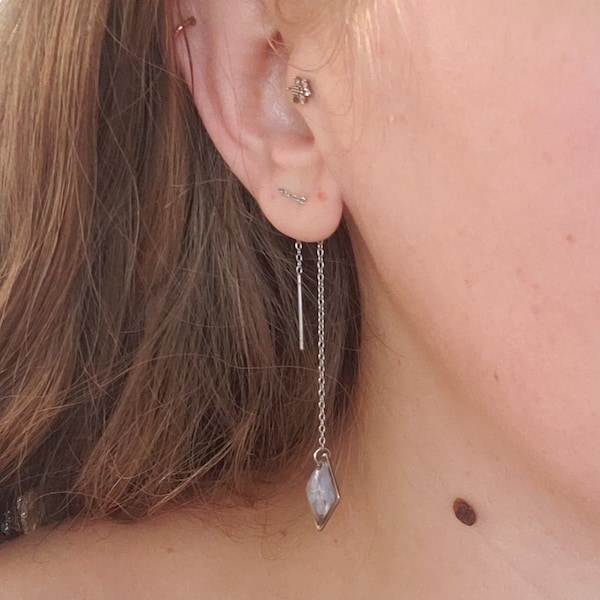 Blue Forget Me Not Threader Earrings: Gold or Silver Plated Resin - Etsy