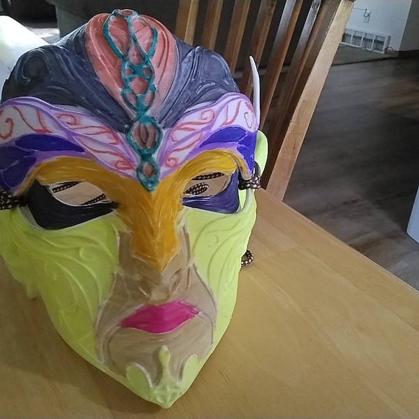 Dark Elf Full Face Mask - 3D Printed Décor, Costume, Cosplay, Unpainted ...