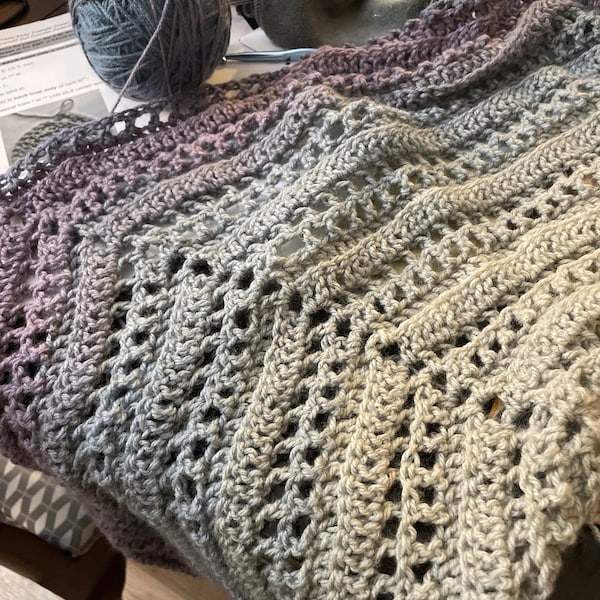 Prayer Shawl Crochet Gathered Easy PATTERN, Easy Prayer Shawl Wrap ...