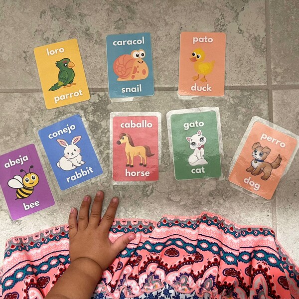 Bilingual Farm Animals Educational Cards | Montessori Flash Cards ...