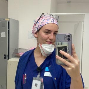 Handmade Aqua Sparkle Glitter Surgical Scrub Cap With Adjustable Toggle ...