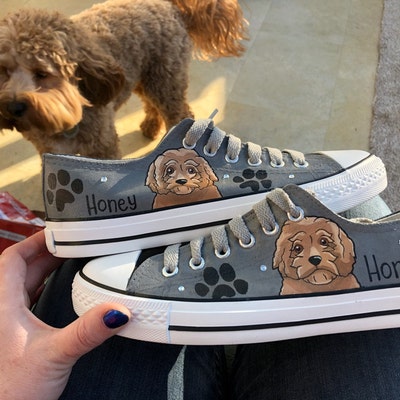 Goldendoodle Sneakers, Personalized Dog Canvas Shoes, Golden Doodle ...