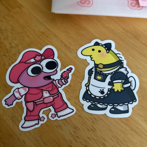 Pink Pony Pim & Cat Maid Charlie Smiling Friends Stickers - Etsy