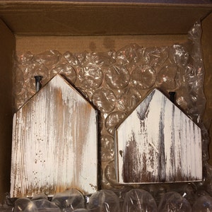 Set of 2 Rustic Houses Farmhouse Decor Distressed House | Etsy