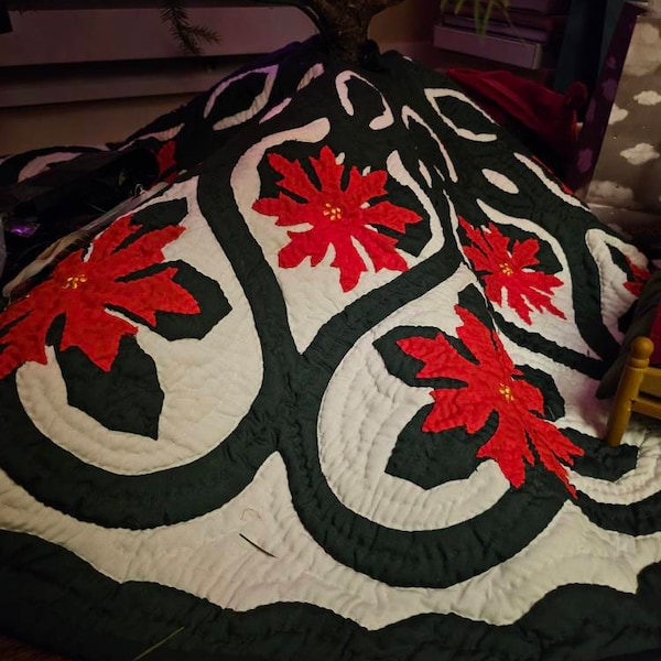Hawaiian Quilts 100% Hand Quilted/hand Appliqued Full/queen Bedspread ...