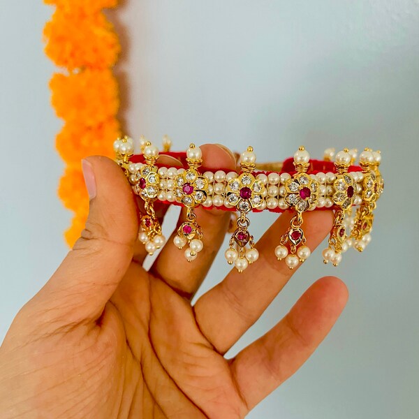 Coral Beads and Gold-plated Indian Rani Haar Necklace: Personalized ...