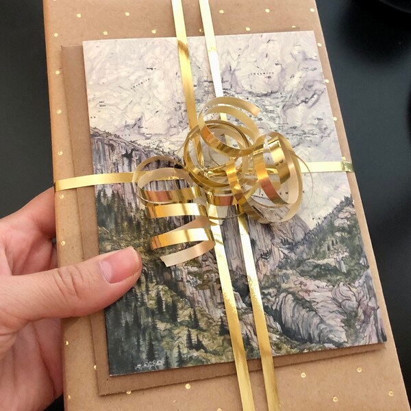 Yosemite Greeting Card, Yosemite National Park Illustration Card, Half ...