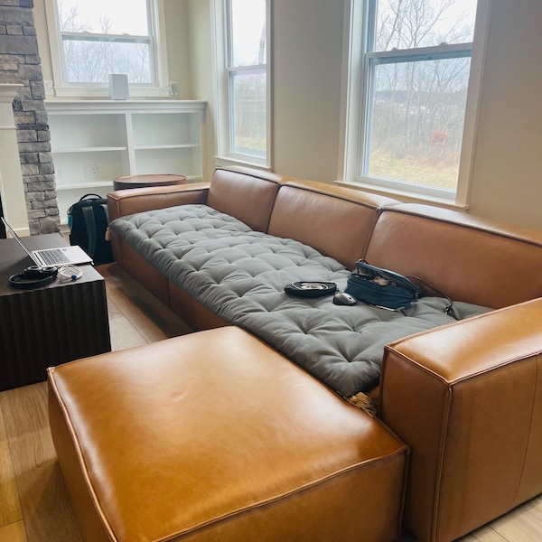 Linen Sofa Topper Couch Cover Pet Friendly Custom Size Handmade Couch ...