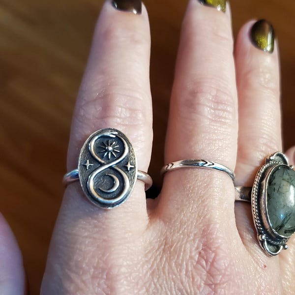 Snake Ring Silver Ouroboros Ring Serpent Ring Celestial Ring Witch Ring ...