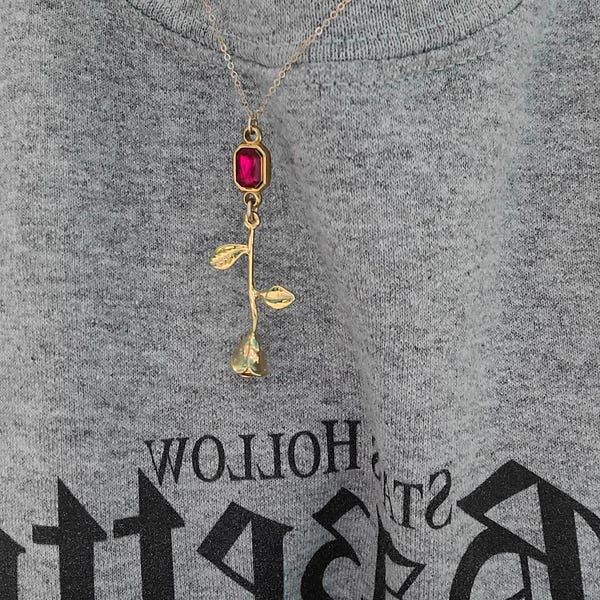 Haunting Adeline, Gold Ruby Necklace, Crystal Gemstone Necklace, Gold ...