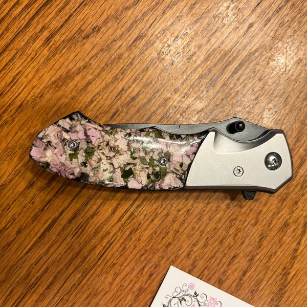 Resin Flower Knife. Memorial Jewelry, Memorial Knife. Engraved Knife ...