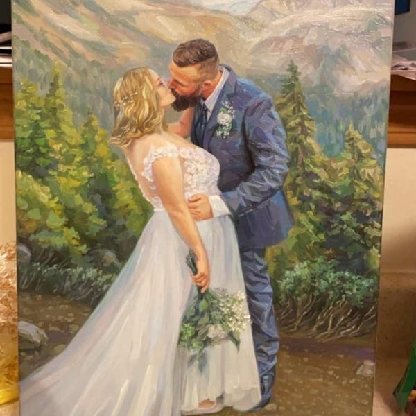 Wedding Oil Painting From Photo, Custom Wedding Portrait on Canvas ...