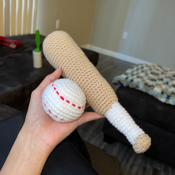 Baseball & Bat Crochet PATTERN ONLY Pdf DOWNLOAD! Amigurumi Crochet ...