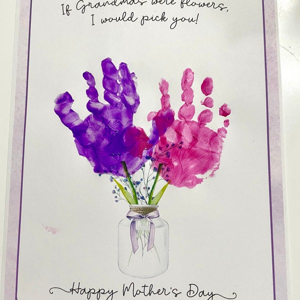 Grandma Gift Mothers Day, Handprint Flowers Kids Printable ...