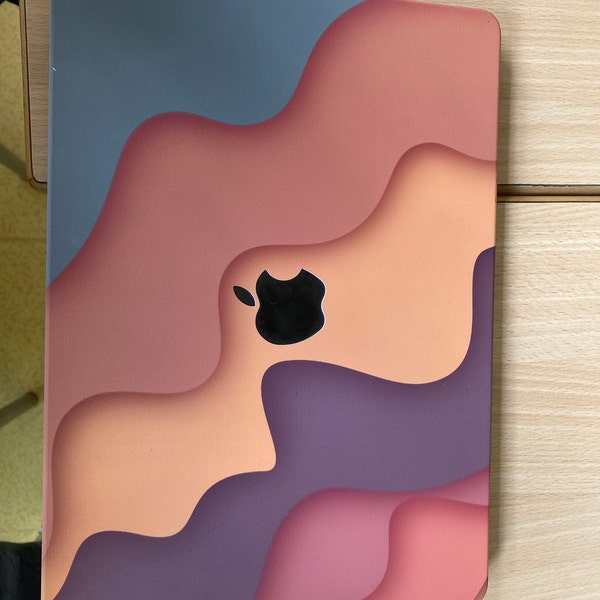 Colorful Ombre Waves Illustration Painting Hard Case MacBook Air Pro 13 ...