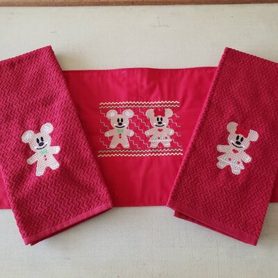 Ginger Mice Mickey and Minnie Mouse Christmas Gingerbread Faux Smocking ...