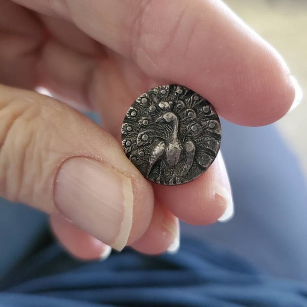 Antique Black Glass Button, Deknatel, Pagoda & Trees - Etsy