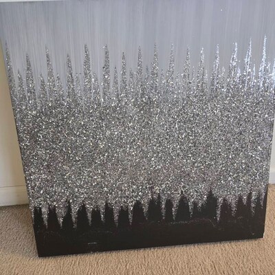 City Lights Pretty Glitter Abstract Art, Glitter Wall Art, Abstract ...