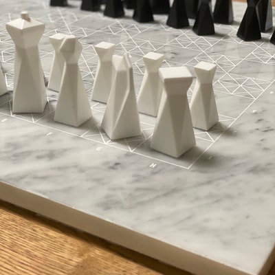 Handmade Modern Concrete Geometric Chess Set With Concrete - Etsy