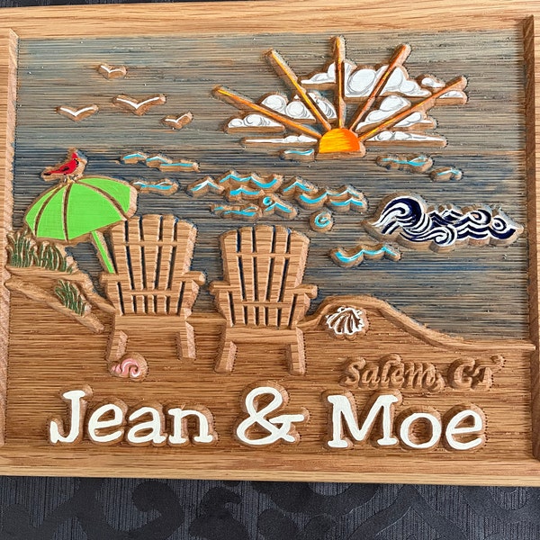 Personalized Beach House or Island House Carved Wood Sign - Pelican - Etsy