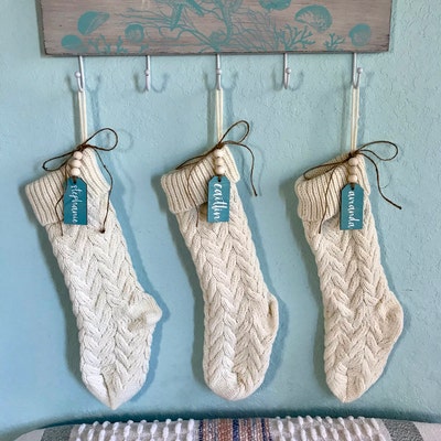 Personalized Beach Theme Stocking Name Tags // Coastal Christmas ...