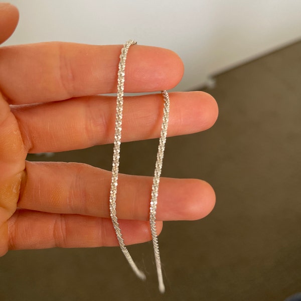 Sterling Silver Sparkle Chain Necklace: Diamond Cut Margarita Rock ...