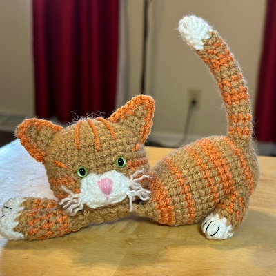 Crochet Tabby Cat Pattern PDF, Brown Red Striped Kitty Crochet Tutorial ...
