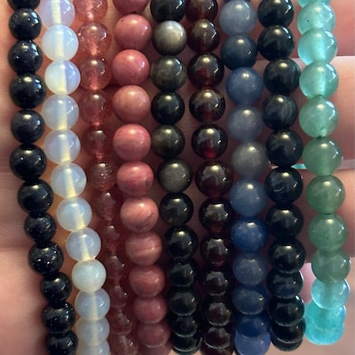 70 Kinds of 6MM Round Gemstone Bracelet,stretchy Beads Bracelet,crystal ...