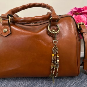 Leather Fringe Purse Charm Long Leather Bag Charm Leather Tassel Boho ...