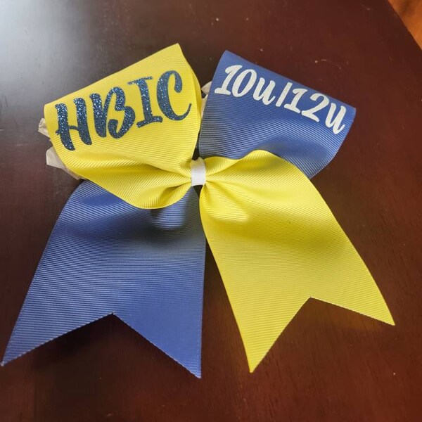 Paw Custom Glitter Cheer Bowroyal Blue Gold Cheer Bow With Name Cheer Bow Sparkly Cheer Bow 