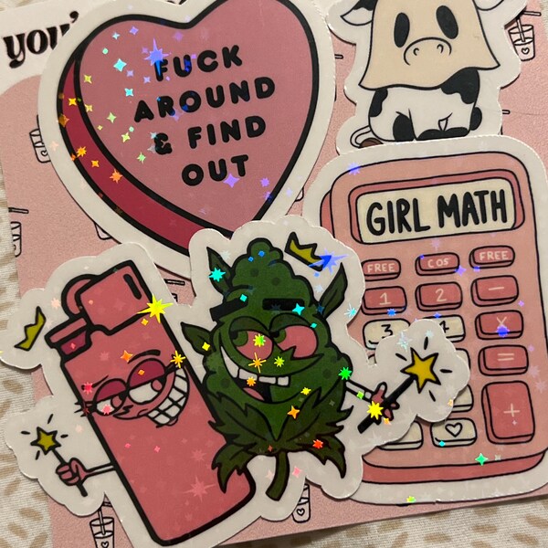 Girl Math Calculator Holographic Sticker: Funny Trendy Laptop Decal - Etsy