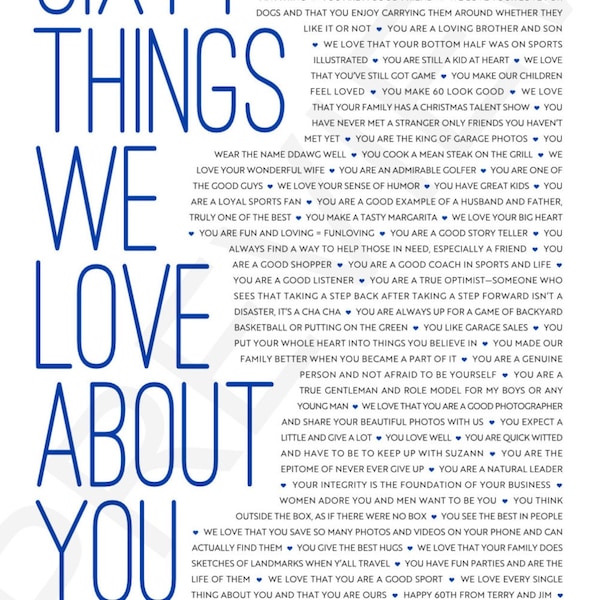 Personalized Acronym Name Sign COMBINED With 50 Things We Love About ...