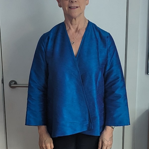 Silk Evening Jacket, Swing Style No-button Silk Jacket, Elegant Silk ...